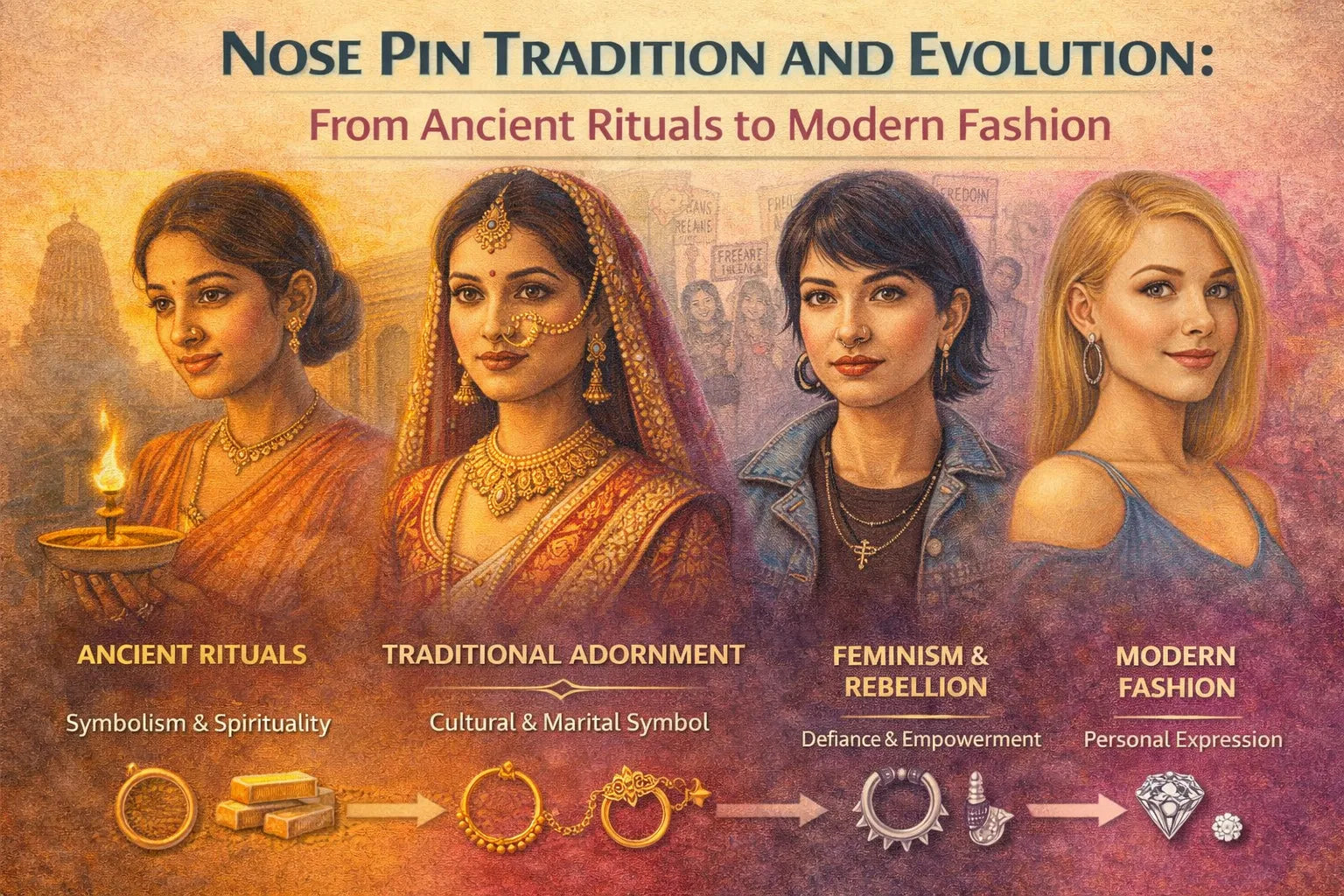 Nose Pin Tradition & Evolution: Ancient Rituals to Fashion – Yuvora