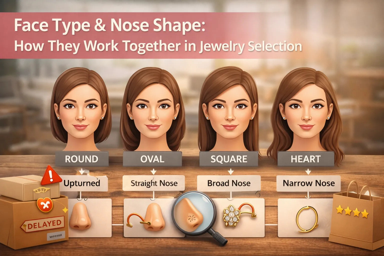 Face Type and Nose Shape Guide for Choosing the Right Jewelry – Yuvora