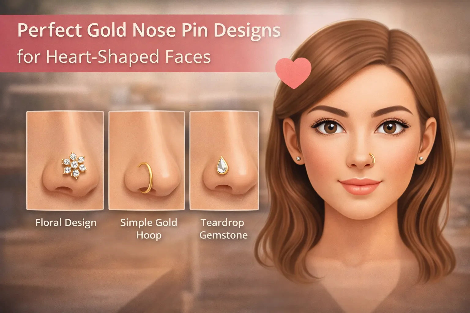 Perfect Gold Nose Pin Designs for Heart-Shaped Faces – Yuvora