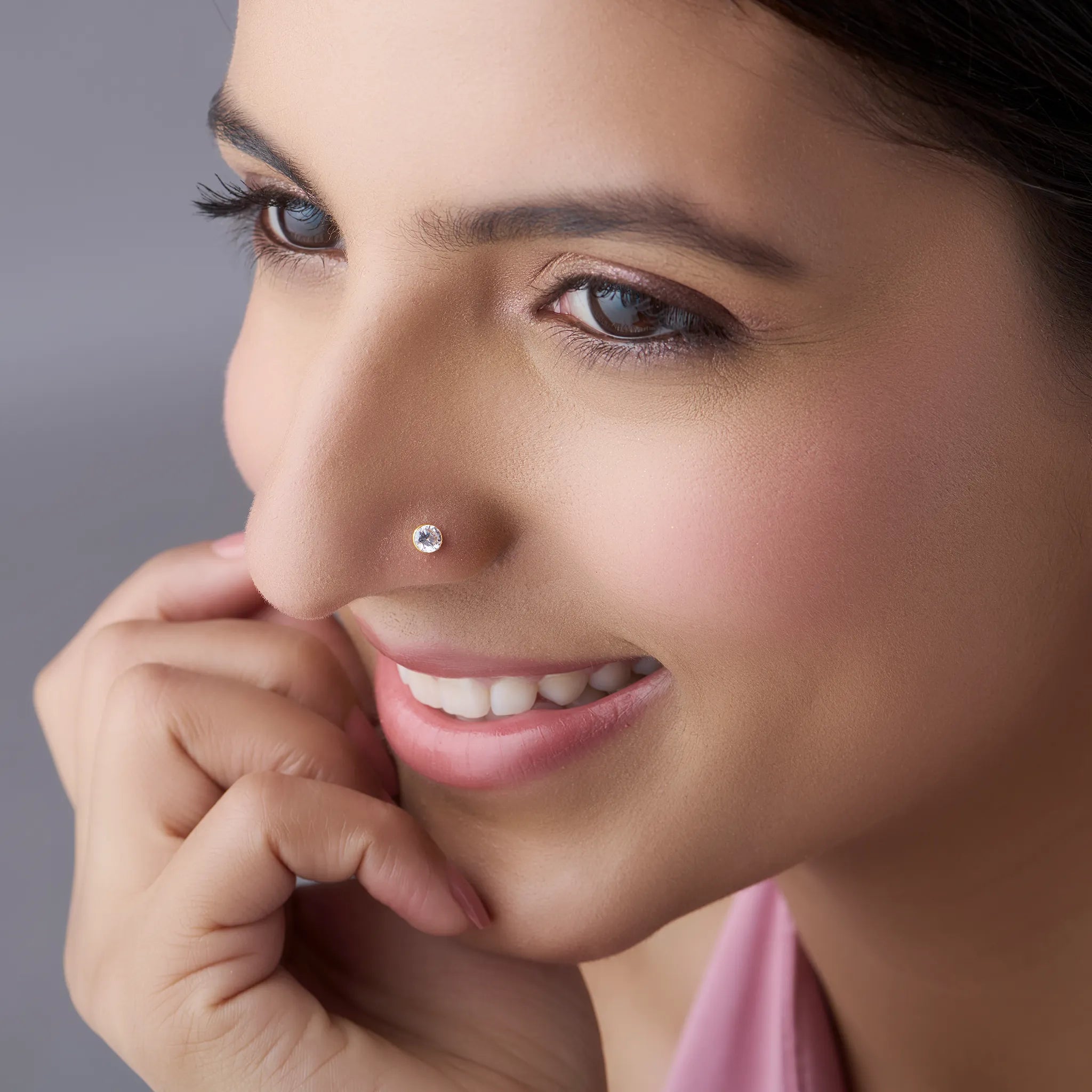 Buy 18K Gold Stone Nose Pins – Latest Designs | Yuvora
